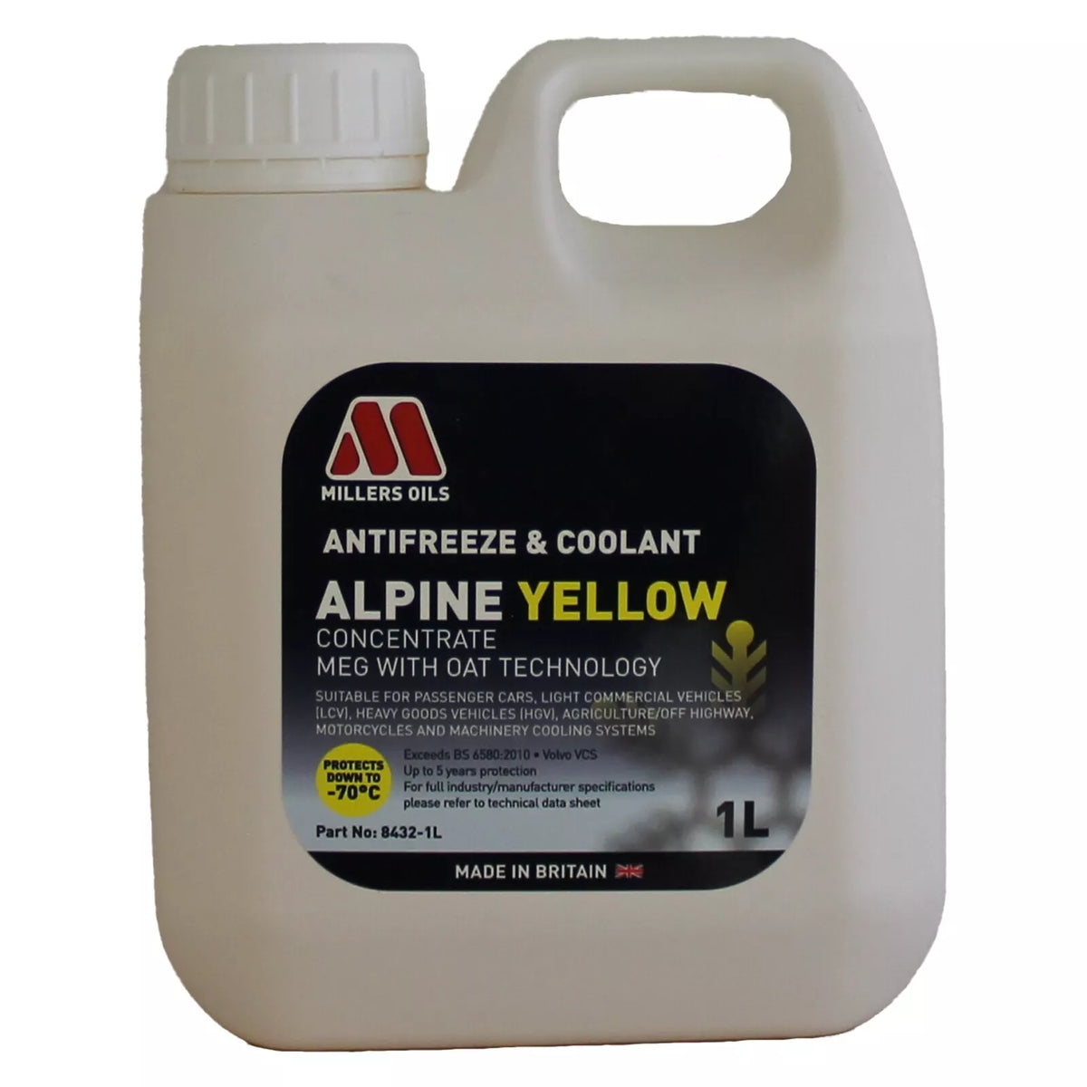 Millers Oils Alpine Yellow Antifreeze & Coolant Concentrate 1L – CLZ ...