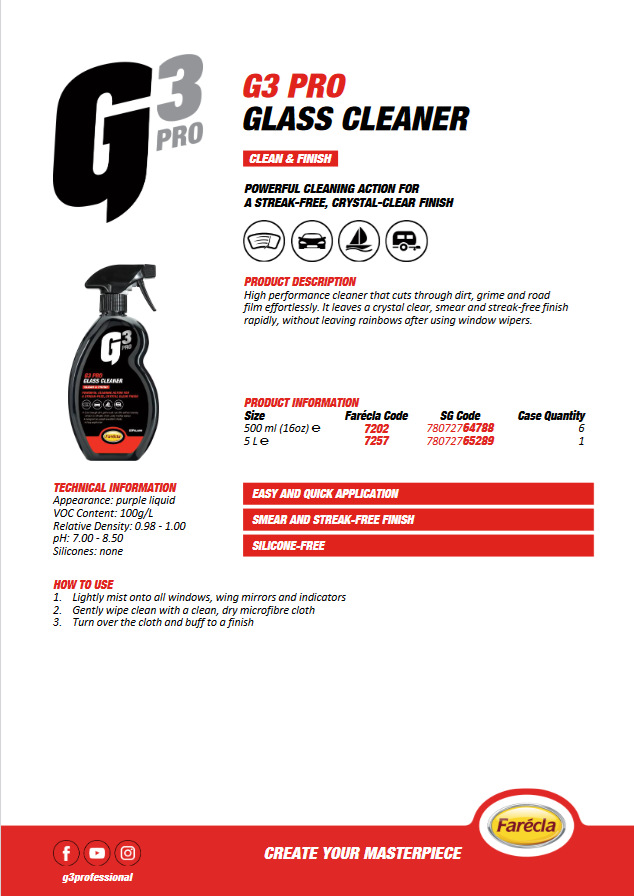 Farecla G3 Pro Glass Cleaner 500ml – CLZ Performance